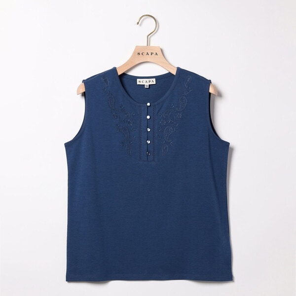 スキャパ（SCAPA）/クリアエンブロノースリーブカットソー