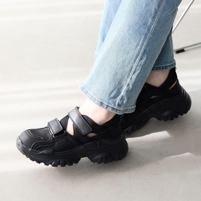 HIMIKO（HIMIKO）/サンダルとスニーカーのいいとこどり【軽量】厚底ダブルベルトスニーカー/657104