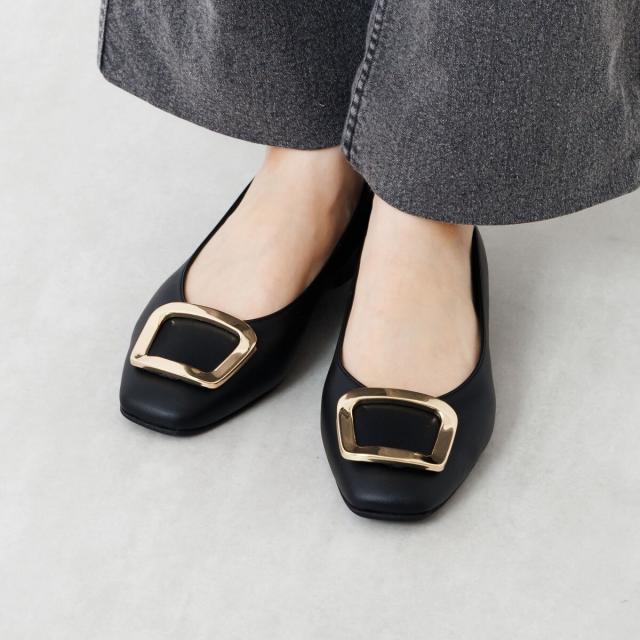 HIMIKO（HIMIKO）/ビジネス〜セレモニーまで◇【卑弥呼25AW】スクエアバックルローヒールパンプス/651110