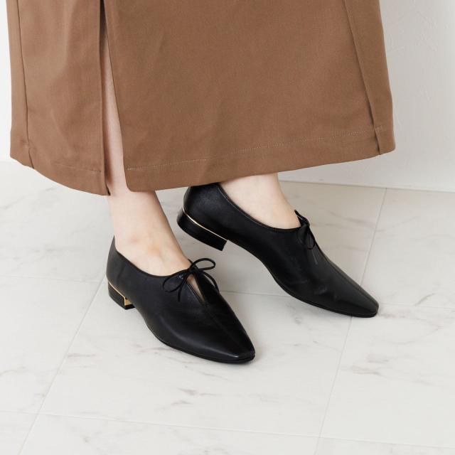 HIMIKO（HIMIKO）/サッと履けるローヒール【卑弥呼25AW】【撥水】センタースリットリボンパンプス/651312