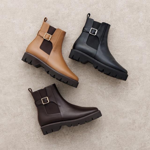 HIMIKO（HIMIKO）/バックル＆厚底でお洒落【撥水】【卑弥呼25AW】トラックソールサイドゴアベルトブーツ/651406