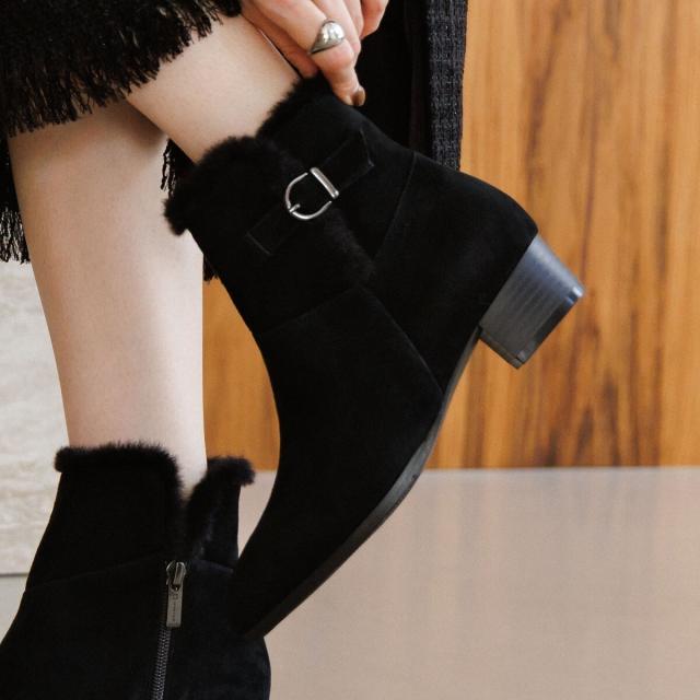 HIMIKO（HIMIKO）/お洒落に防寒【撥水】【卑弥呼25AW】バックル2WAYファーブーツ/651415