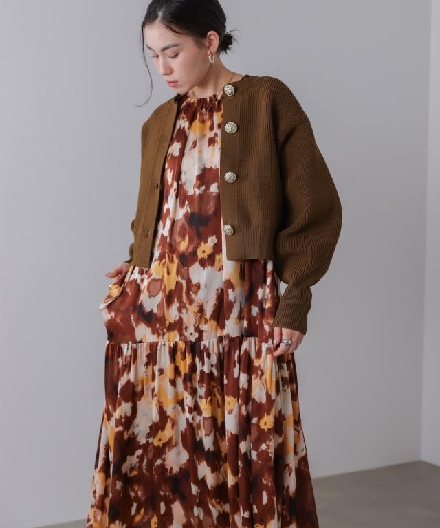 ブージュルード（Bou Jeloud）/ボカシプリントギャザー切替ワンピース