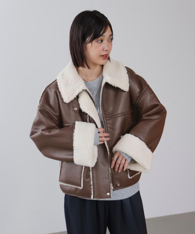 ブージュルード（Bou Jeloud）/レザーボアブルゾン