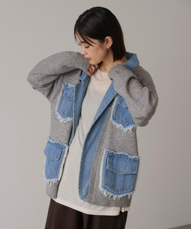 ブージュルード（Bou Jeloud）/ニットコンビデニムジャケット