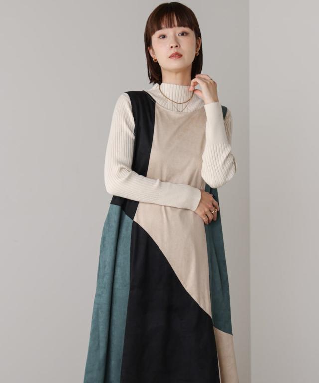 ブージュルード（Bou Jeloud）/カラーブロックシルエットワンピース