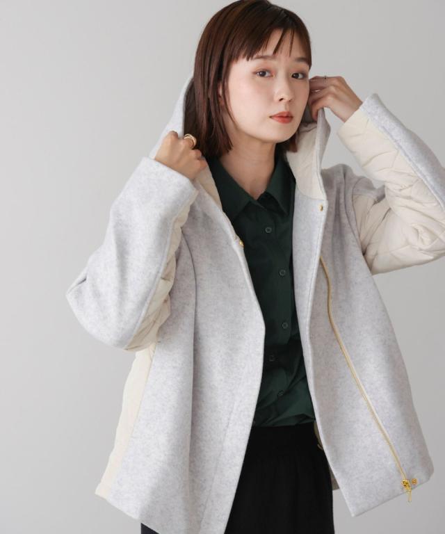 ブージュルード（Bou Jeloud）/メルトン中綿切替フードジップコート