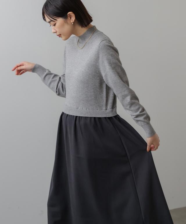 ブージュルード（Bou Jeloud）/布帛ドッキングニットワンピース