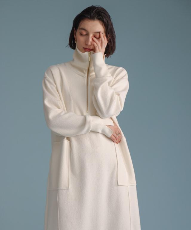 ブージュルード（Bou Jeloud）/ウールライクメルトンハーフＺｉｐワンピース