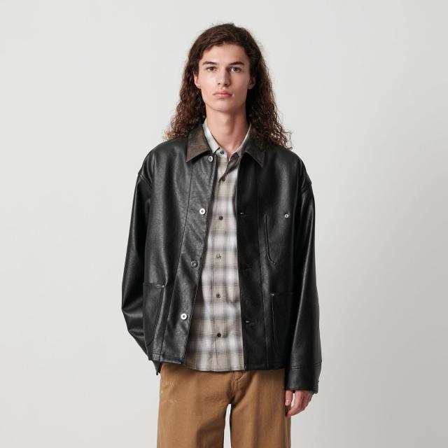 モンキータイム（monkey time）/レザーライク クロップド カバーオール