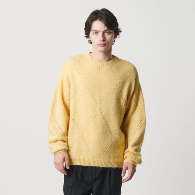 モンキータイム（monkey time）/モヘヤミックス ダイヤパターン クルーネック ニット