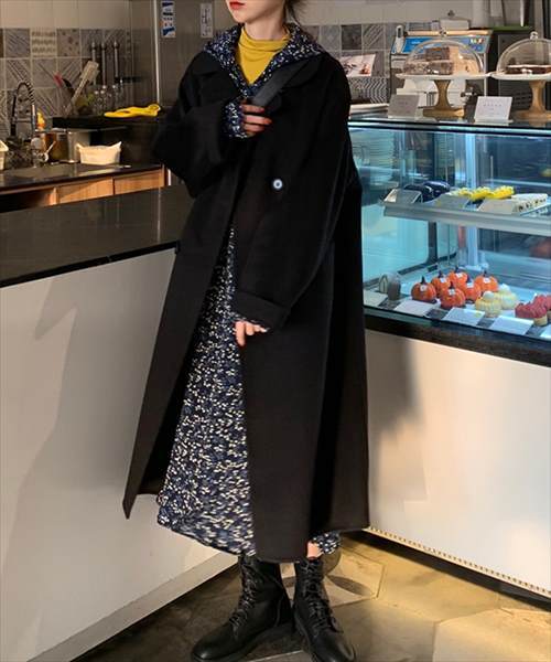 テディショップ（TeddyShop）/レディース メルトン風ドロップショルダーダブルボタンチェスターコート