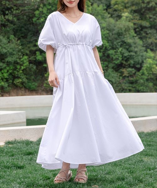 テディショップ（TeddyShop）/レディース ぽわん袖ウエストギャザーティアードロングワンピース