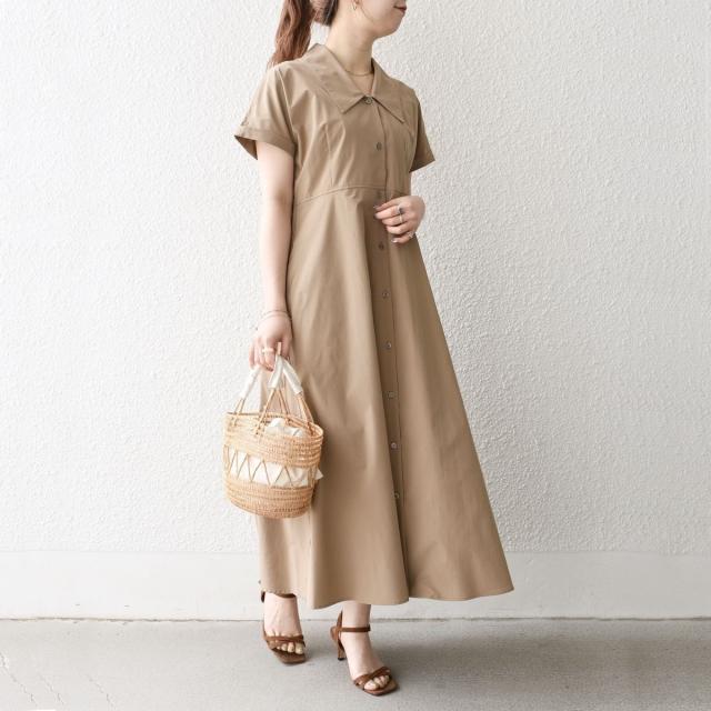 シップス エニィ（SHIPS any）/SHIPS any:〈洗濯機可能〉フラットカラー Vネック フレア ワンピース