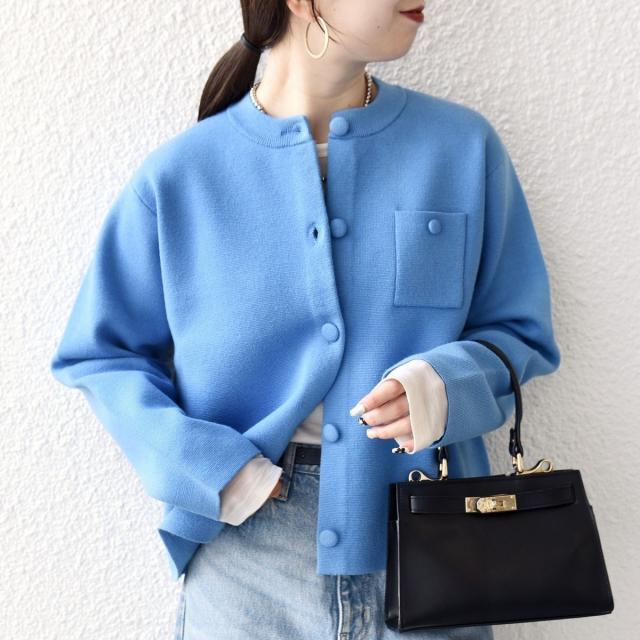 シップス エニィ（SHIPS any）/《一部追加予約》SHIPS any: ミラノリブ ノーカラー ニット ジャケット カーディガン