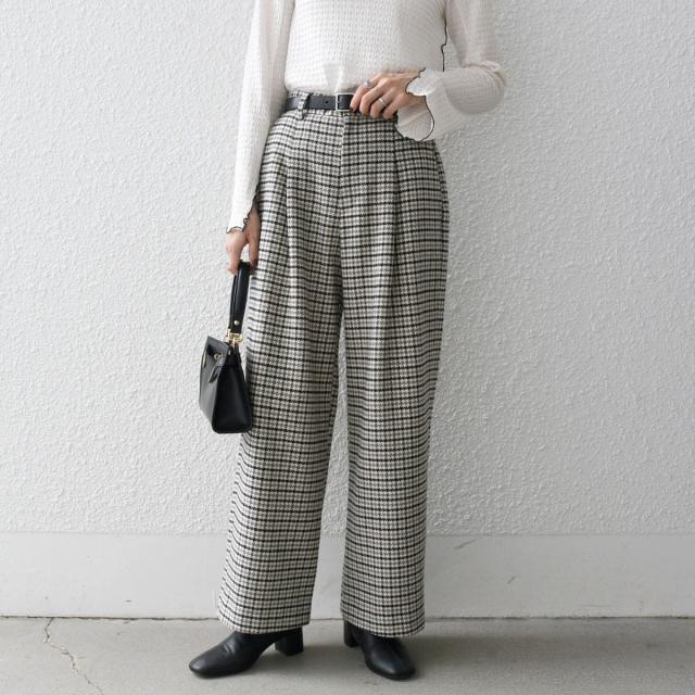 シップス エニィ（SHIPS any）/SHIPS any: cafissi ハウンドトゥース ワイド テーパード パンツ