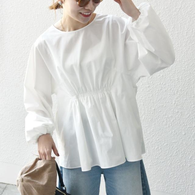 シップス エニィ（SHIPS any）/《一部追加予約》SHIPS any:〈洗濯機可能〉REPREVE ギャザー パフシャツ ブラウス