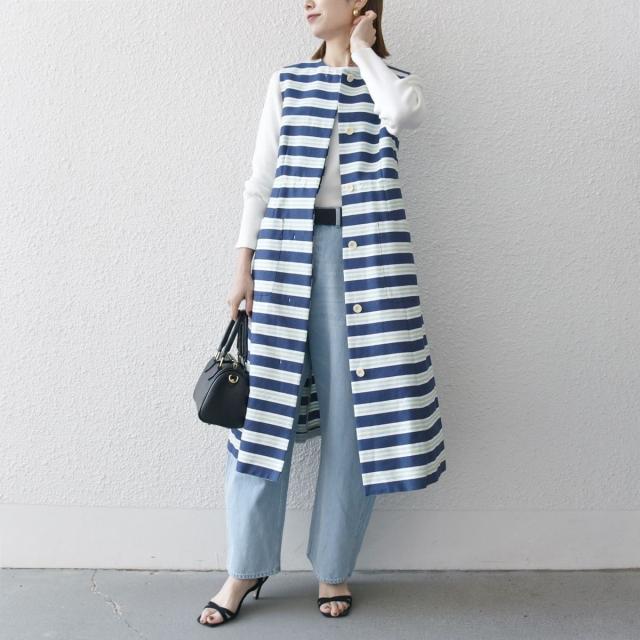 シップス エニィ（SHIPS any）/SHIPS any:キャンバス ボーダー ジレ ワンピース