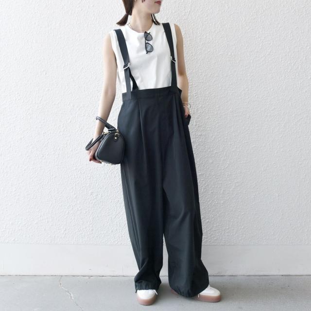 シップス エニィ（SHIPS any）/SHIPS any:〈洗濯機可能〉ドロスト ワイド サロペット × ノースリーブ TEE セット