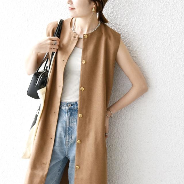 シップス エニィ（SHIPS any）/SHIPS any:〈洗濯機可能〉リネンライク ジレ ワンピース × イージー パンツ セットアップ