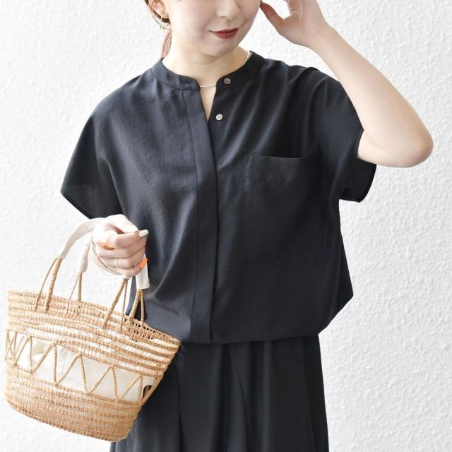 シップス エニィ（SHIPS any）/SHIPS any:〈洗濯機可能〉グロッシー ドロスト バンドカラー フレンチ シャツ