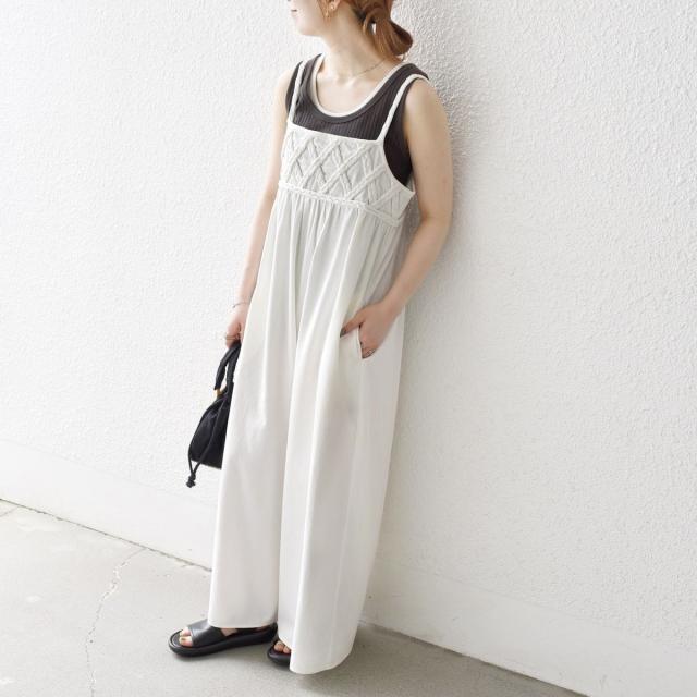 シップス エニィ（SHIPS any）/bon_meur:〈手洗い可能〉ロープ編み コットン ワイド ギャザー サロペット