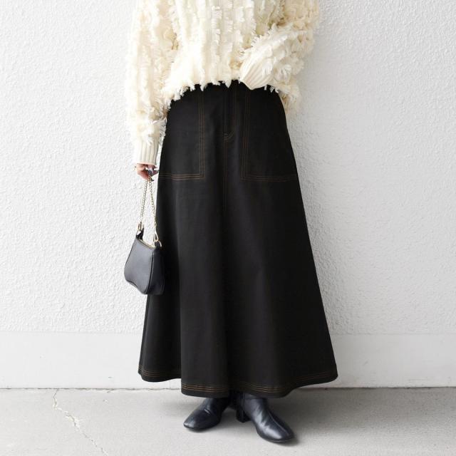 シップス エニィ（SHIPS any）/《一部予約》SHIPS any:〈洗濯機可能〉チノ ステッチ フレア ロング スカート