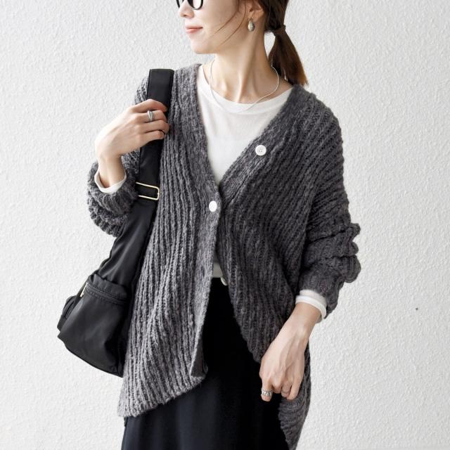 シップス エニィ（SHIPS any）/SHIPS any:〈手洗い可能〉ロービング ルーズ Vネック ニット カーディガン