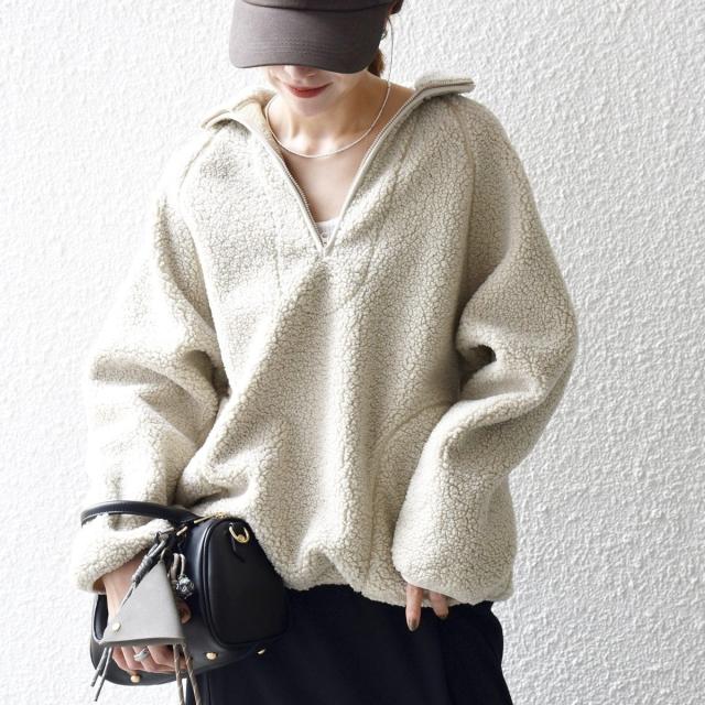 シップス エニィ（SHIPS any）/《一部追加予約》SHIPS any:〈洗濯機可能〉ボア フリース ハーフジップ プルオーバー