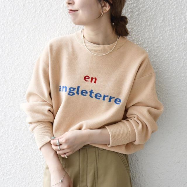 シップス エニィ（SHIPS any）/SHIPS any:〈手洗い可能〉モールヤーン クルーネック ロゴ 千鳥柄 プルオーバー