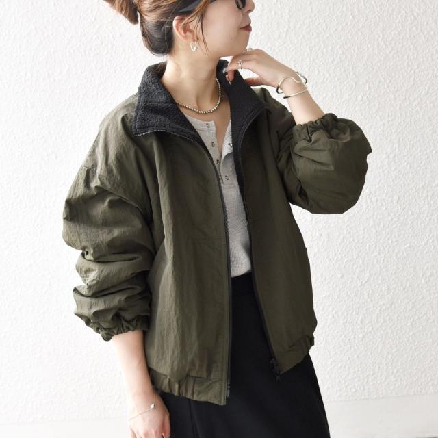 シップス エニィ（SHIPS any）/SHIPS any: ナイロン × ボア リバーシブル スタンドカラー ショート ブルゾン