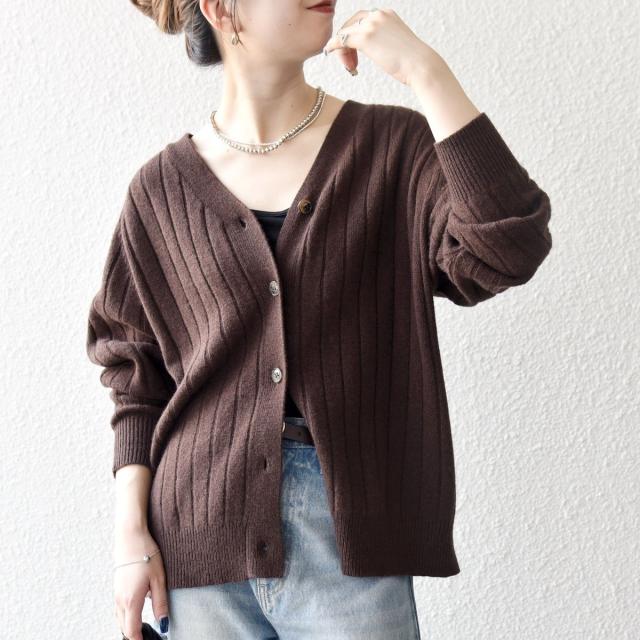 シップス エニィ（SHIPS any）/《予約》SHIPS any:〈手洗い可能〉ヤク ワイドリブ Vネック ニット カーディガン