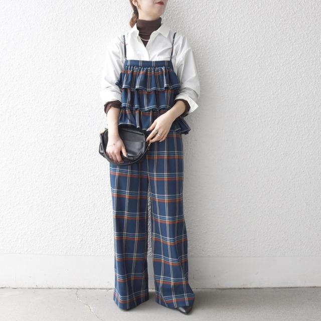 シップス エニィ（SHIPS any）/SHIPS any:〈洗濯機可能〉チェック フリル ティアード サロペット