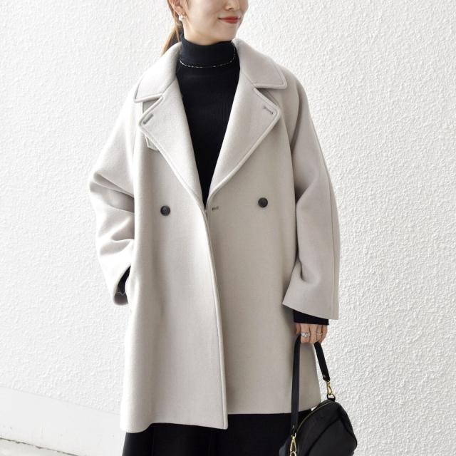 シップス エニィ（SHIPS any）/【WEB限定】SHIPS any: PURE WOOL スタンド & テーラード ハーフ コート