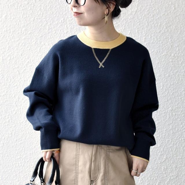 シップス エニィ（SHIPS any）/SHIPS any:〈手洗い可能〉ダブルフェイス Vガゼット ニット プルオーバー