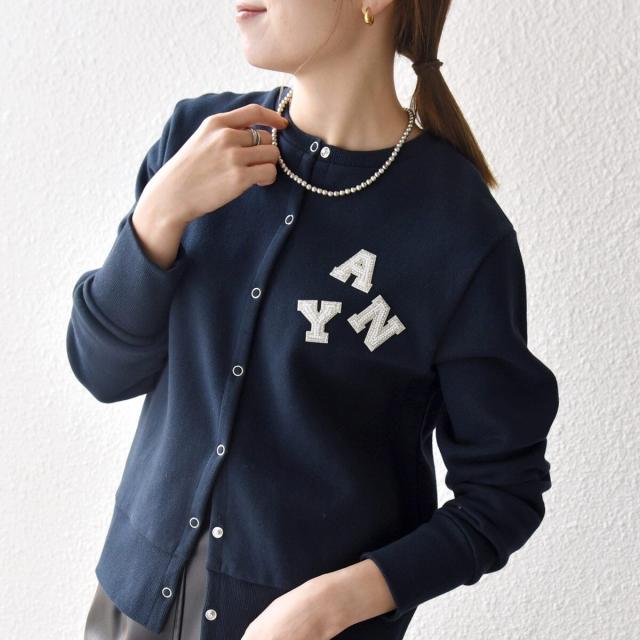 シップス エニィ（SHIPS any）/SHIPS any: 裏起毛 ビジュー クルーネック コンパクト スナップ カーディガン