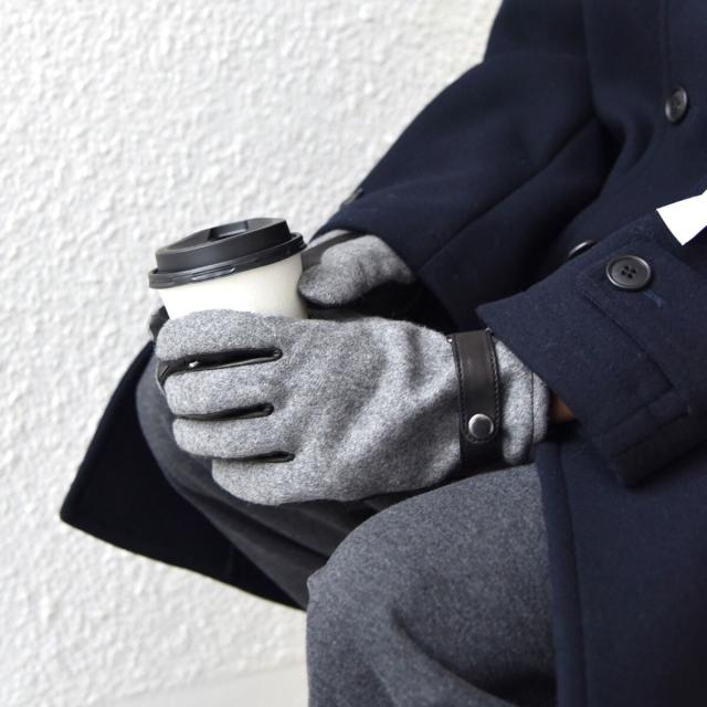 シップス エニィ（SHIPS any）/SHIPS any:〈スマホ/タッチパネル対応〉ウール / レザー ベルト グローブ◇