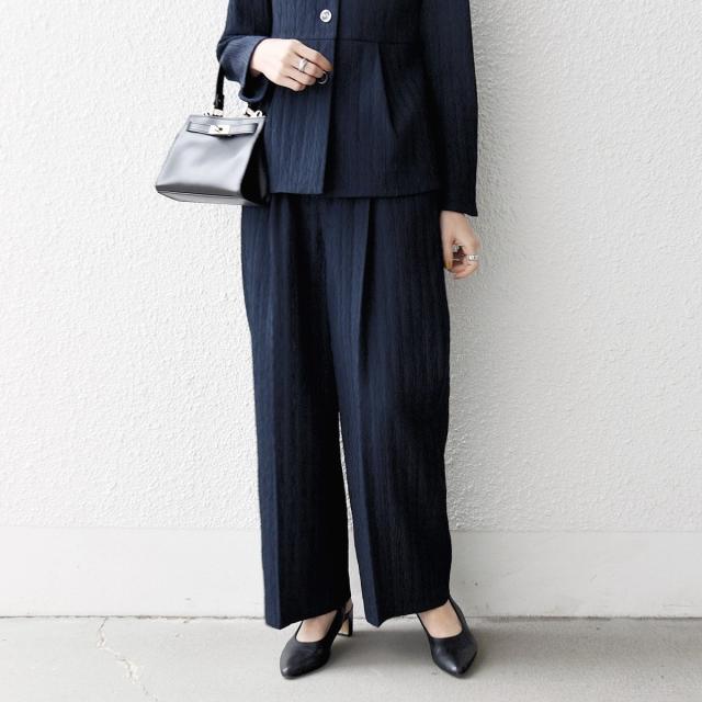 シップス エニィ（SHIPS any）/SHIPS any: ジャカード タック セミワイド パンツ［NAVY BLUE］