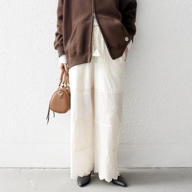 シップス エニィ（SHIPS any）/bon_meur:〈洗濯機可能〉ロゴ エンブロイダリー パッチワーク ワイド パンツ