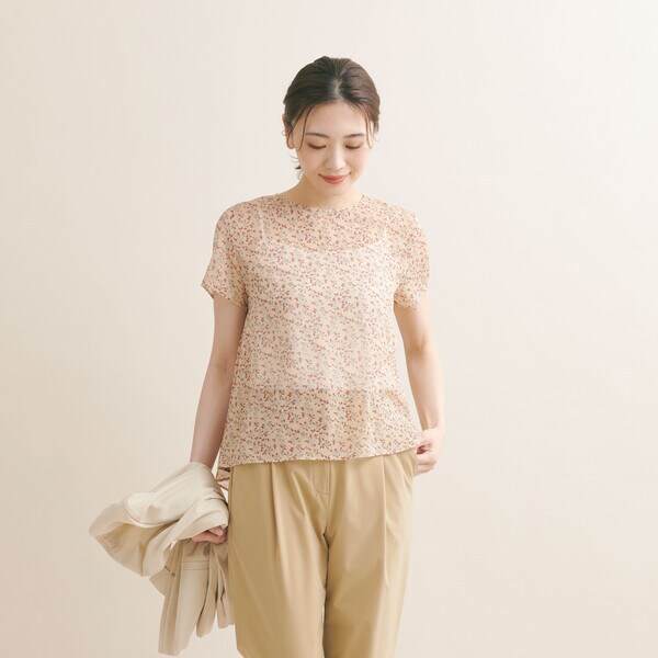 キース/リバティプリント　プルオーバー半袖ブラウス