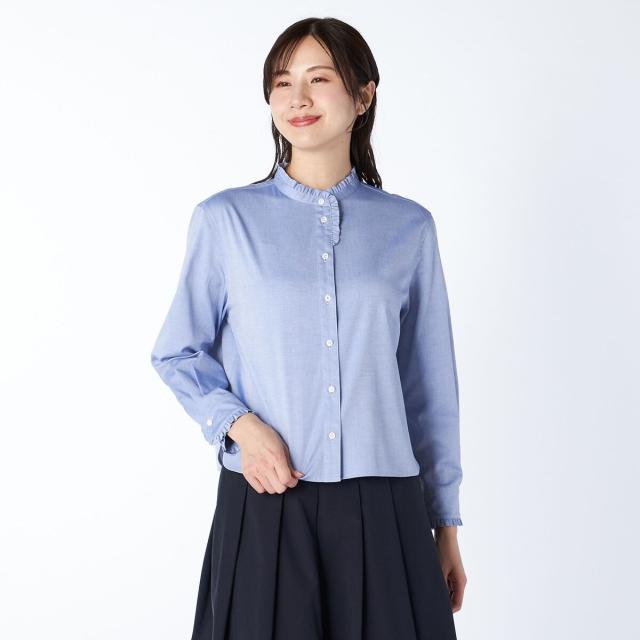 キース（KEITH）/【Lサイズ】ピンオックススタンドカラーブラウス