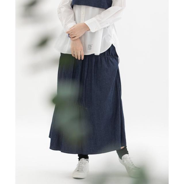 ノップドゥノッド（nop de nod）/コットンリネンデニム・コットンツイルシャーリングデザインスカート