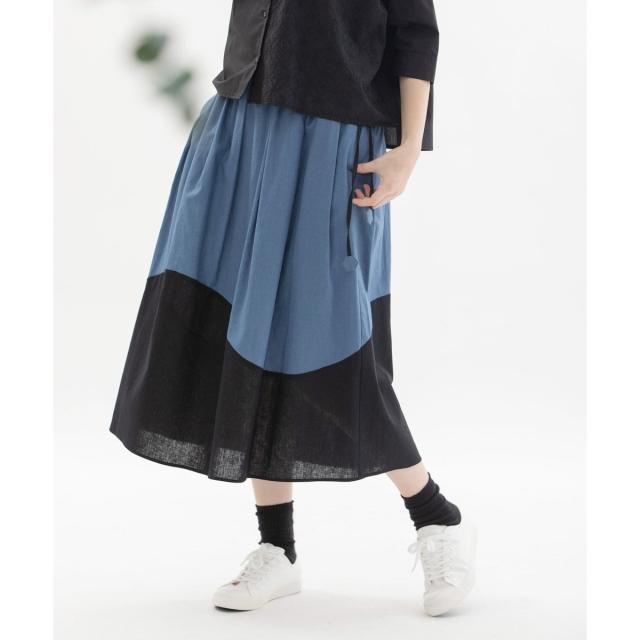 ノップドゥノッド（nop de nod）/リネンコットンウェーブ切り替えスカート