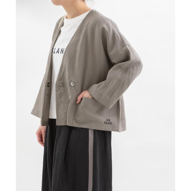 ノップドゥノッド（nop de nod）/Cielリネンノーカラーカーデジャケット