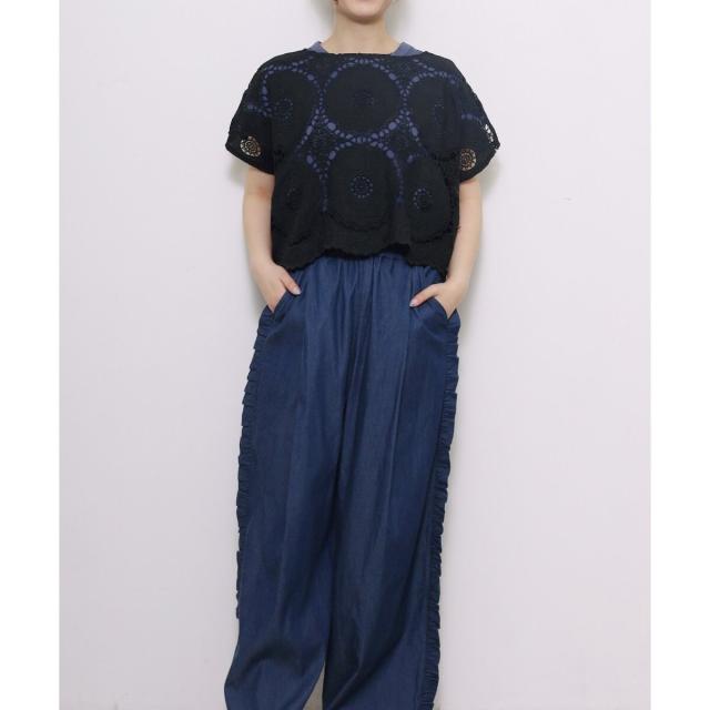 ノップドゥノッド（nop de nod）/刺繍レースクロップドレイヤー