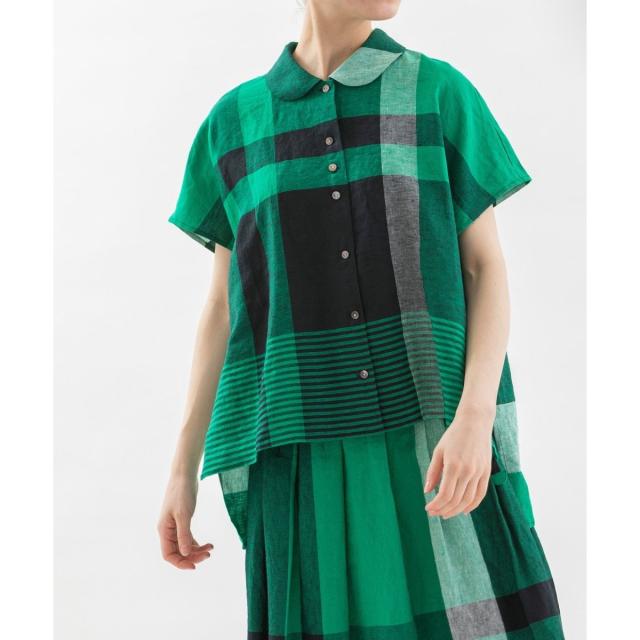 ノップドゥノッド（nop de nod）/Ciel rondeリネンパネルチェックブラウス