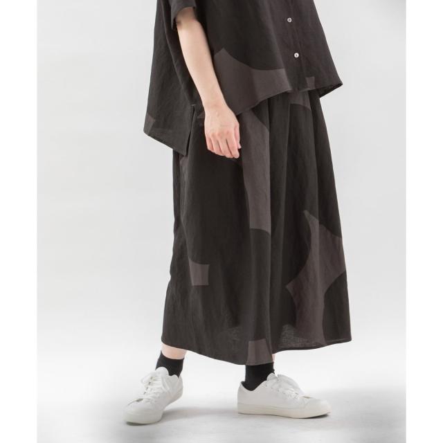 ノップドゥノッド（nop de nod）/リネンレーヨンもくもくプリントスカート