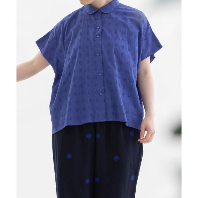 ノップドゥノッド（nop de nod）/ドビーガーゼショルダータック丸衿シャツ