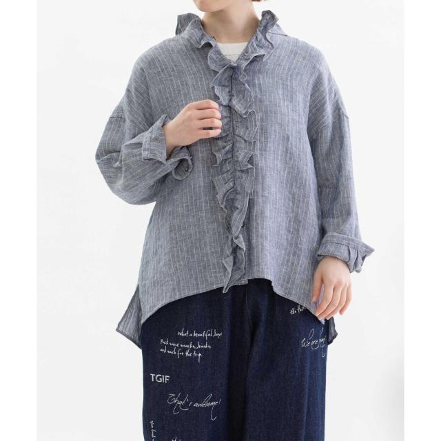 ノップドゥノッド（nop de nod）/リネンフリルシャツ