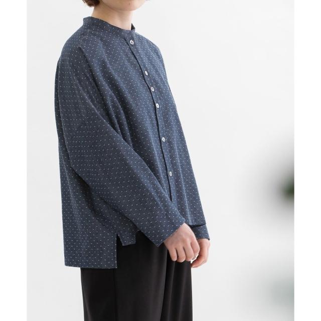 ノップドゥノッド（nop de nod）/Cielドットドビースタンドカラー9分袖シャツ